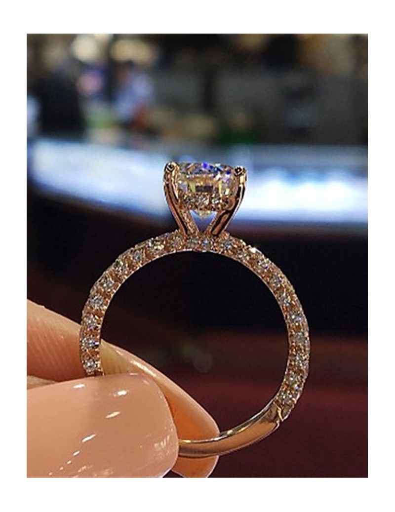 Anillo Con Diamantes De Imitación Grabados 1 Pieza