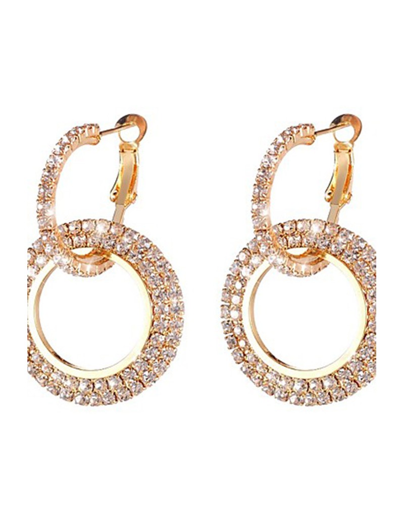 Pendientes Largos Vinculados De Aro Brillante 1 Par