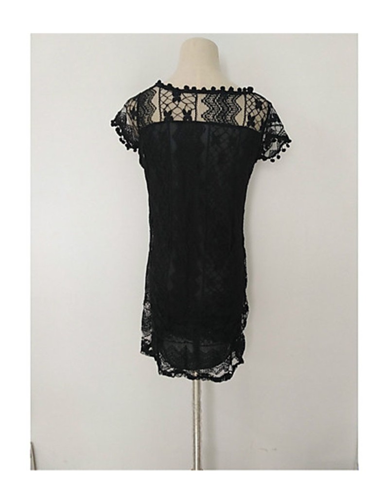 Vestido Acampanado Bajo Con Encaje Con Croché